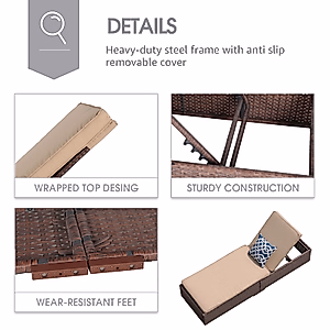 JOIVI Outdoor Chaise Lounge Chair, All-Weather PE Wicker Patio Chairs Pool Lounge Chairs for Outside, Brown Rattan Reclining Outdoor Chair with Adjustable Backrest & Removable Beige Cushion