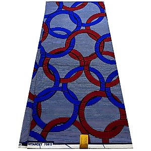 Olympic Design African Guaranteed Wax Block Prints Fabric/African Ankara Wrapper Fabric Wax Fabrics /-Sell by 6 Yards-100% Cotton-for Dresses- Red, Royal-Blue, Blue, White, Black