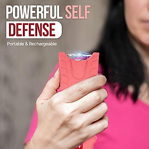 Avenger Defense Stun Gun for Self Defense with LED Flashlight Protection Device (ADS-80P)- (Baby Pink)
