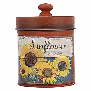 HEMOTON Metal Canister with Lid Decorative Jars Metal Rustic Vintage Farmhouse Container Decor for Flour Sugar Coffee Tea Storage 4.7x3.5x3.5inch Yellow