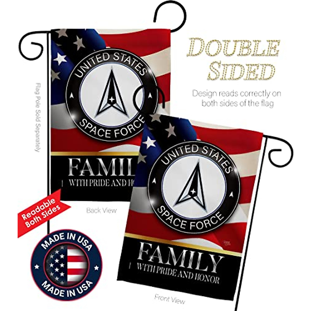 Breeze Decor US Space Family Honor Garden Flag Armed Forces USSF United State Air American Military Delta Official House Decoration Banner Small Yard Gift Double-Sided, Made in USA