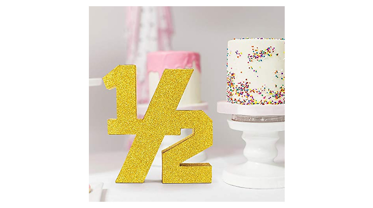 Glitter Half Number Sign for 6 Month Birthday Parties