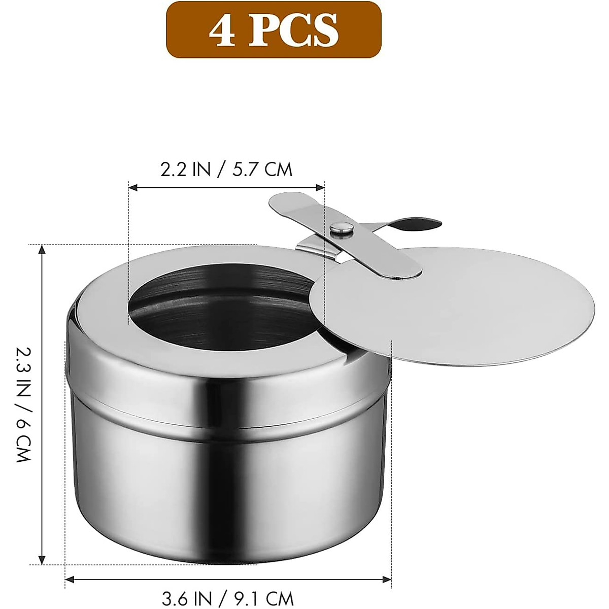 DOITOOL 4Pack Stainless Steel Fuel Holders, Chafing Fuel Holders with Cover, Fuel Holder for Chafing Dish, and Buffet, Barbecue, Party