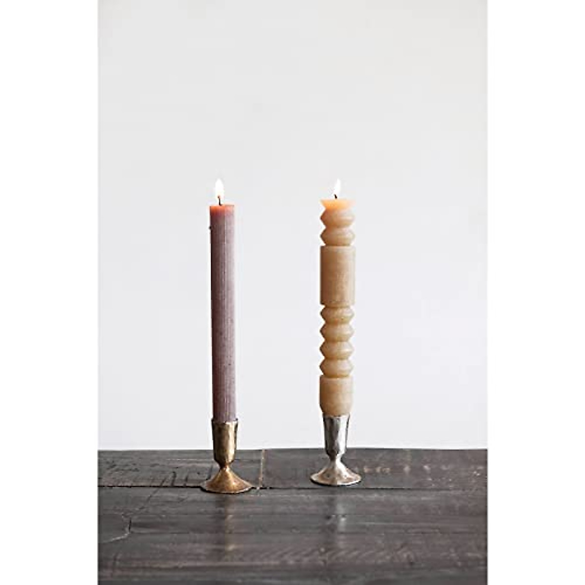 Creative Co-Op Unscented Pleated Taper Candles in Box, Set of 12