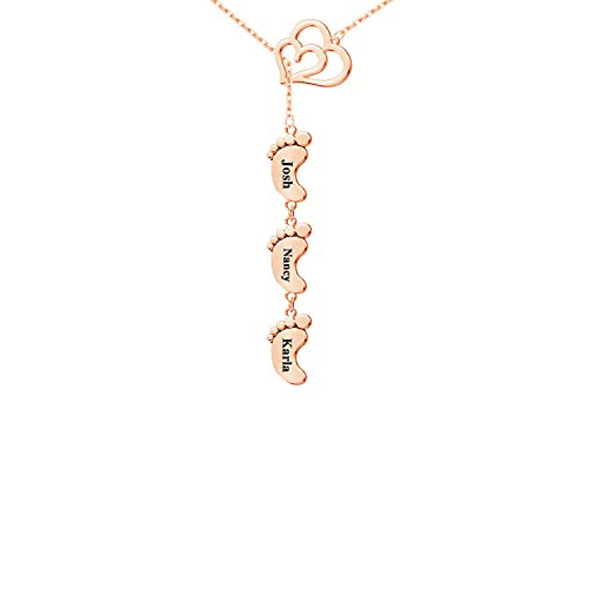EVER2000 Personalized Mothers Necklace with 1/2/3/4/5 Child Name Custom Engraved Baby Feet Charms Name Necklace for Mom Customized Baby Feet Necklace with Heart/Infinity/Diamond Mom Heart Symbol/Love