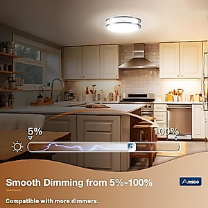 Amico Flush Mount Ceiling Light, 36W LED Ceiling Lights, 2700K/3000K/4000K/5000K/6500K 5CCT Selectable, 12 Inch Dimmable Ceiling Lights 2 Pack, Ceiling Lamp for Bedroom, Kitchen, Hallway