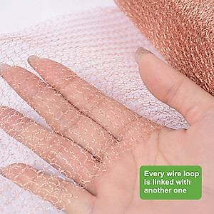 YAGJIA Copper Mesh Rodent Control, 5 in x 32 ft Pure Copper Wire Mesh, Rustproof Copper Mesh Roll, Double Layer Rodent Mesh Barrier for Hole Blocking