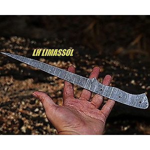 Handmade Damascus Steel Boning Knife Fillet Knife Chef Kitchen Knife with Leather Sheath Wood Handle 14" Blank blades knife making kit (BLANK BLADE)