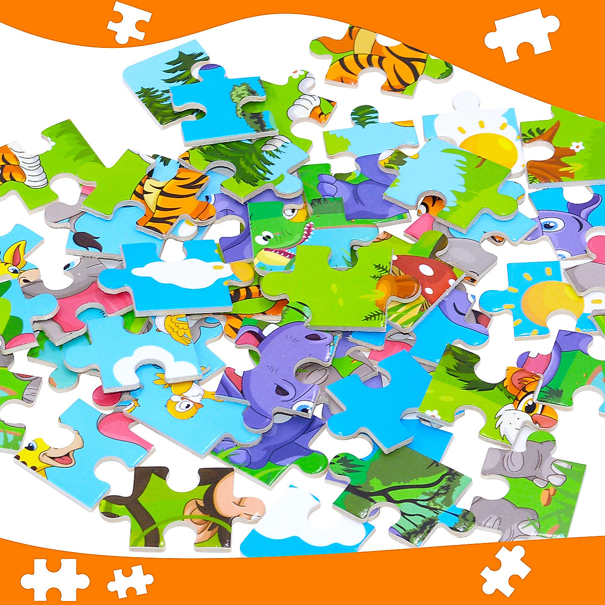 6 Packs Wooden Animals Jigsaw Puzzle, Early Educational Learning Toys Set Preschool Puzzles for 2-5 Years Old Kids