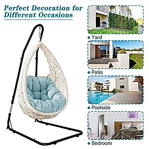 Hammock Chair Stand Portable Heavy Duty Solid Steel Stand Only Outdoor Indoor Hanging Chair Stand for Air Porch Swing Chair w/Weather-Resistant Finish, Offset Base, 360-Degree Rotation, Black