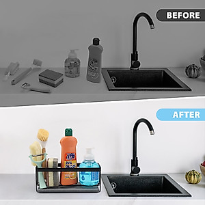 ZRWLHJ Sponge Holder for Kitchen Sink, Instant Dry Sink Caddy Kitchen Sink Organizer, Sink Sponge Holder Kitchen Sink Caddy with Diatomaceous Earth Water Absorbing Sink Caddy Tray