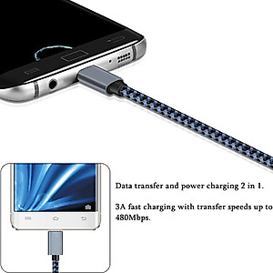 Type C USB Cable, 3 Pcs 3FT Nylon Braided USB C Cable, USB-A to USB-C Type C Charging Cable Fast Charge Cord Compatible LG V30 G6 G5 V20 (1M)