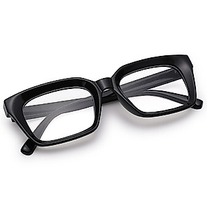 COASION Blue Light Blocking Eyeglasses Classic Thick Square Rim Frame Eyewear for Women Men (Bright Black)