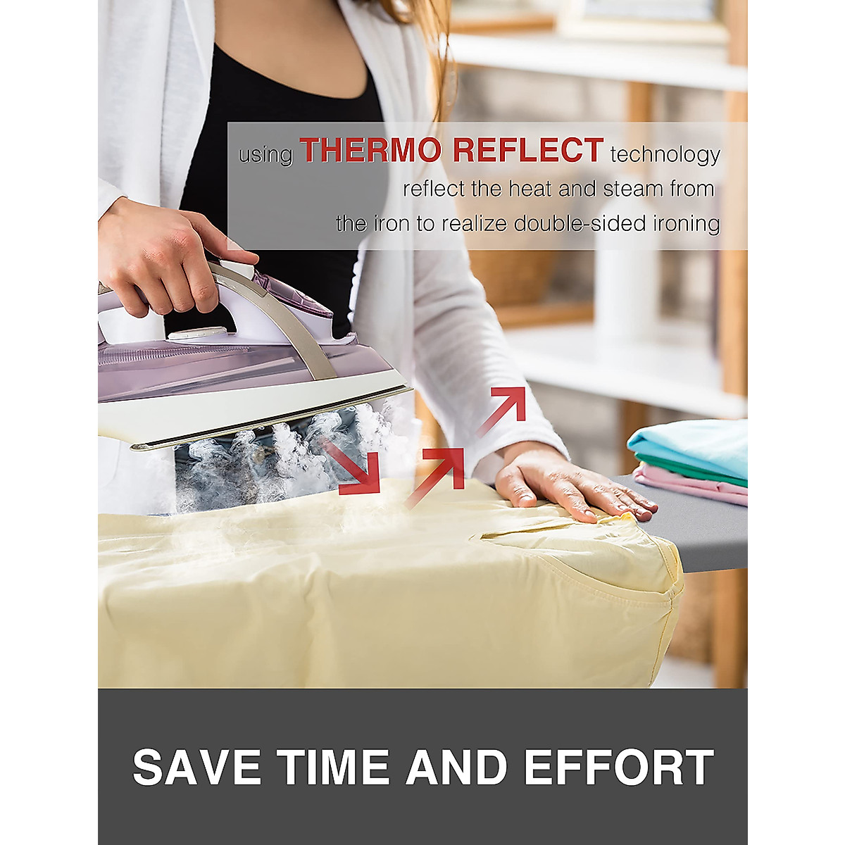 SUNKLOOF Extra Thick Ironing Board Cover and Pad, Resist Scorching and Staining, 15x54 Reflective Silicone Iron Board Cover With Padding, Elastic Edges, 4 Fasteners, Large Protective Scorch Mesh Cloth