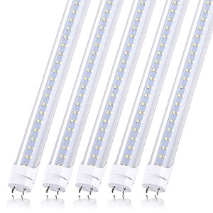 JOMITOP T8 LED Light Bulb 4FT, Ballast Bypass Required, 3360 Lumens, 2pin G13 End Cold White 6000K, Replace 80W Fluorescent Light,Cold White 6000K, Dual-End Powered Clear Cover AC 85-277V 25Pack