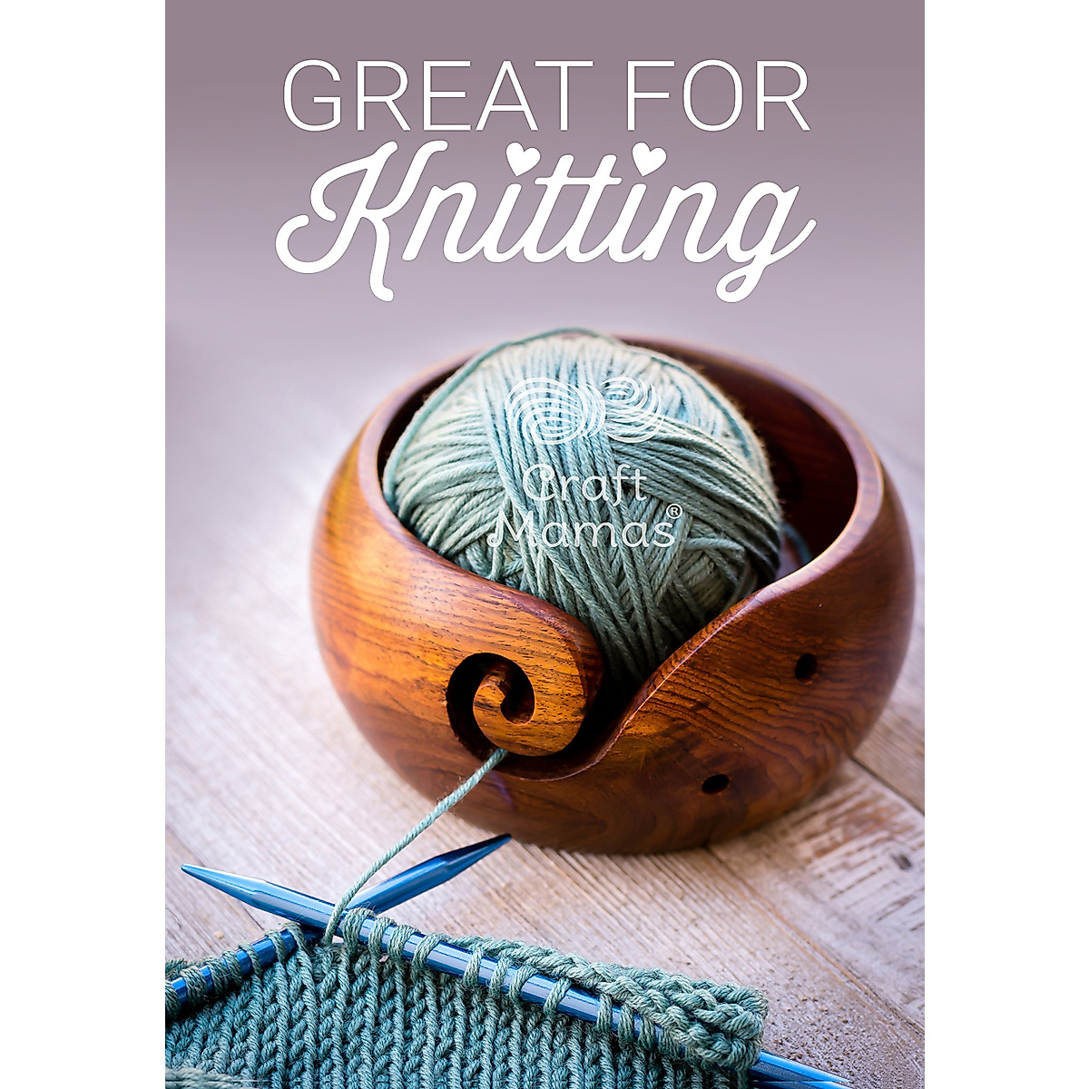 Wooden Yarn Bowl Holder Rosewood - Knitting Bowl with Holes Storage - Crochet Yarn Holder Bowl - Perfect for Mother's Day!