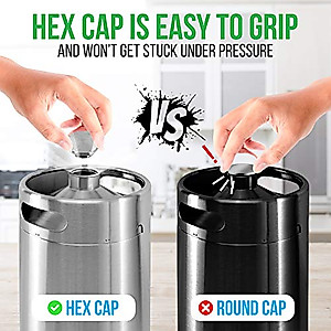 NutriChef Pressurized Growler Tap System, 128oz Double-Walled Stainless Steel Mini Keg Dispenser Portable Kegerator Kit, Co2 Pressure Regulator Keeps Carbonation for Craft Beer, Draft and Homebrew