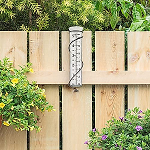 La Crosse 704-08967-INT Original Handcrafted Colombian Metal Finish Spiral Rain Gauge with 5-inch Capacity Glass Rain Garden Tube