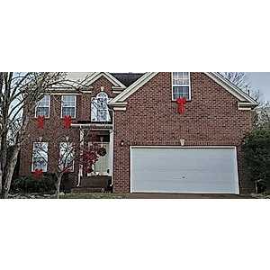 Rocky Mountain Goods Red Christmas Bow Extra Large 35” by 18” - 11 Looped Waterproof Velvet Large Outside Bow - Bow for car, Door, House - Jumbo Red Bow with Attachment for Hanging (1)
