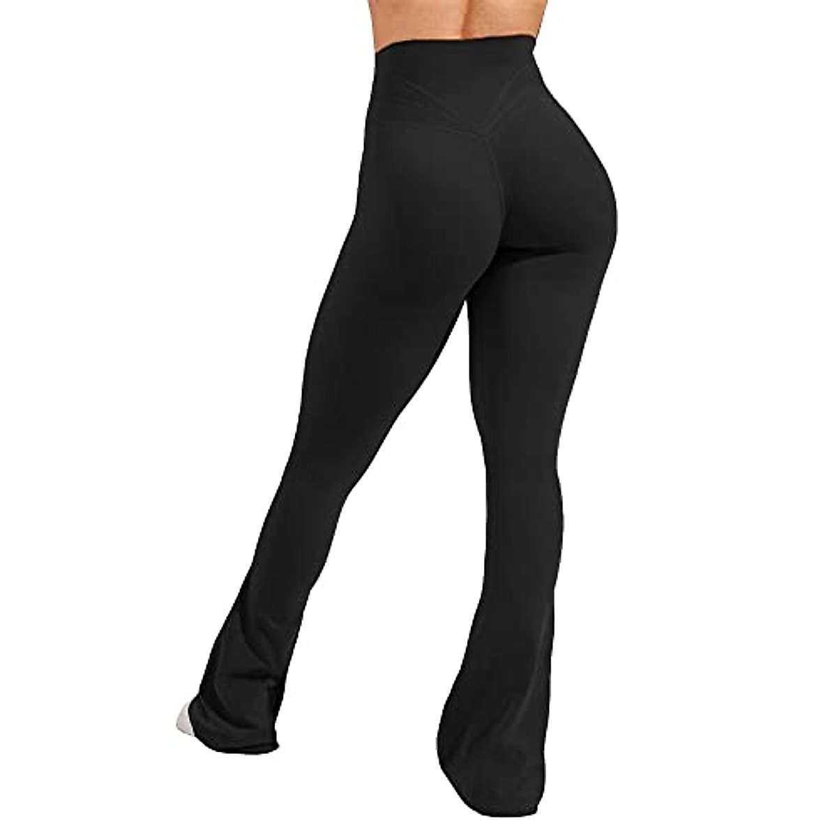 Gyiefcg Womens High Waist Flare Athletic Yoga Pants with Pockets Butt Lifting Running Workout Bootcut Leggings Black