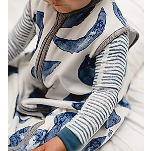 Burt's Bees Baby Baby Beekeeper Wearable Blanket, 100% Organic Cotton, Swaddle Transition Sleeping Bag, Blue, Medium