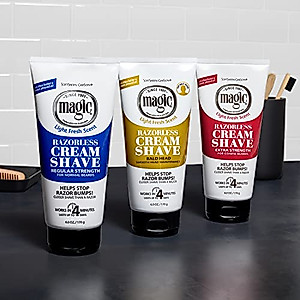 SoftSheen-Carson Magic Razorless Shaving Cream for Men, Hair Removal Cream, for Bald Head Maintenance, No Razor Needed, Depilatory Cream Works in 4 Minutes for Coarse Curly Hair, 6 oz