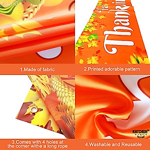 KatchOn, Happy Thanksgiving Yard Banner - Xtralarge, 120x20 Inch | Thanksgiving Banner Outdoor, Thanksgiving Outdoor Decorations | Thanksgiving Yard Signs Backdrop for Thanksgiving Yard Decorations