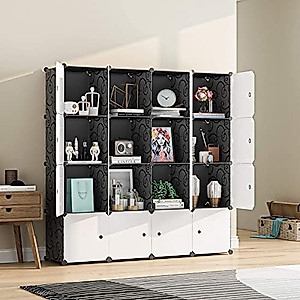 KOUSI Large Cube Storage - (16 Cubes) Organizer Shelves Clothes Dresser Closet Storage Organizer Cabinet Shelving Bookshelf Toy Organizer (56"x18"x56")