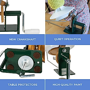 Metal Hand Operated Yarn Winder for Crocheting - Best Heavy Duty Large Yarn Ball Winder 10 Oz Capacity - Quiet Yarn Spinner with Steel Frame, Table Protectors, and Clamp - Easy to Assemble and Use