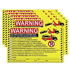 Parking Violation Stickers Hard to Remove "You are Illegally Parked" Tow Reserved Handicapped,Private Parking Stickers 5 x 8 Inch - You are Illegally Parked Stickers Towing Labels for Cars 25 Pack