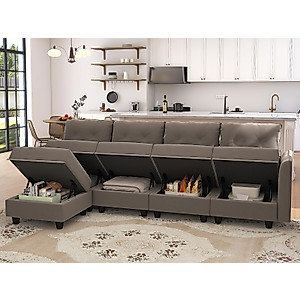 LLappuil Sectional Couch with Reversible Chaise, Waterproof, Anti-Scratch and Antistatic Sectional, Modern L-Shape Sofa Corner Couch Modular Sofa with Ottoman, Brown