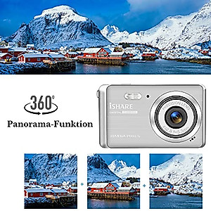 ISHARE Digital Camera for Beginners - 30MP 1080P 18X Digital Zoom 2.8”LCD Screen, Point and Shoot Camera with 2X Batteries and 32G SD Card, Ideal Cameras for Photography Enthusiasts(Silver)