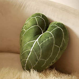 ABOUND LIFESTYLE 3D Succulent Throw Pillow, Cactus Plush, Flower Plant Shaped Cushion for Living Room Decor, Novelty Plush Decorations, Bedroom and Living Room Accent (Anthurium Clarinervium Green)
