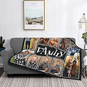 Custom Blanket with Photos Personalized Throw Blanket Customized Picture Blanket for Family Baby Mother Father Adult Friends Lovers Dog Pets on Birthday Halloween Christmas (10 Photo Collages)