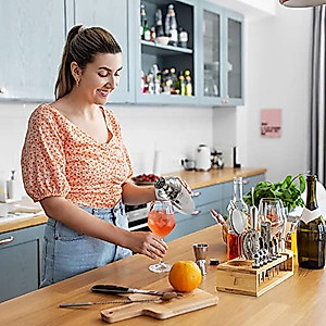 Semderm Cocktail Shaker Set Mixology Bartender Kit with Bamboo Stand | 26-Piece Cocktail Kit Bar Set with All Essential Bar Tools | Perfect Cocktail Set and Bar Kit for Drink Mixing Experience