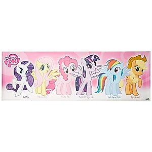 Buyartforless My Little Pony (Pink) Characters 36x12 Art Print Poster Girl Kids Wall Decor Rarity Fluttershy Pinkie Pie Twilight Sparkle Rainbow Dash Apple Dash