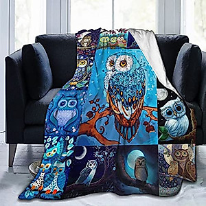 Owl Throw Blanket for Couch Sofa Bed Throw Blanket, Soft Plush Blanket Super Cozy and Comfy for All Seasons 50"X40" Inches