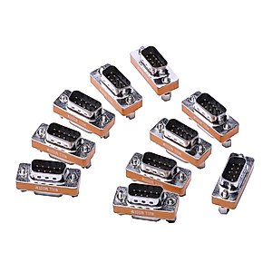 Arnorin DB9 Null Modem Adapter Male to Female Slimline Data Transfer Serial Port Adapter 10 Pack