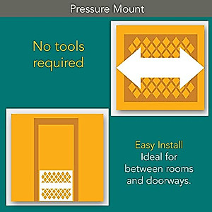MYPET North States 50" Extra Wide Wire Mesh Petgate. Hassle free install with no tools. Pressure Mount. Fits 29.5"-50" wide (31" Tall, Sustainable Hardwood)