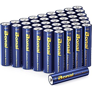 BONAI 1.5V AAA Alkaline Batteries Long-Lasting Triple A Battery High-Performance Leak-Proof 10-Year Shelf Life (40 Count)