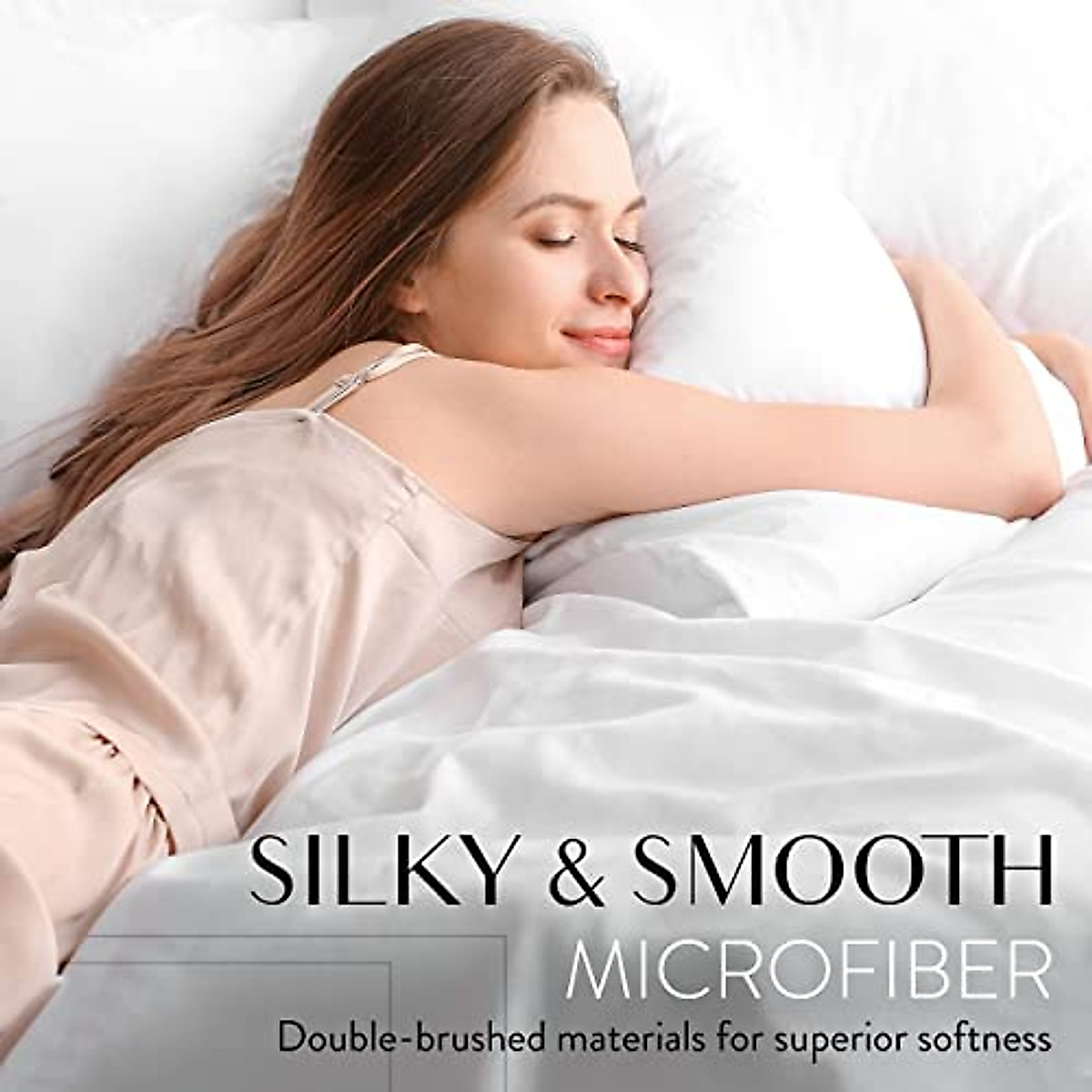 Danjor Linens Twin Sheets - Perfect Dorm Room Essentials Bedding- Hotel Luxury - 4 pc Soft Bedding & Pillowcases Set with Deep Pockets - Breathable Bed Sheets, Wrinkle Free - White Sheets