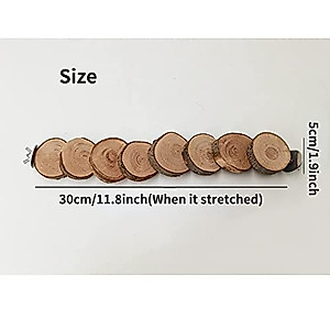 Bird Platform Perch Playground for Budgie Parakeet, Cage Natural Wood Play Stand Parrot Flat Perches for Large Birds, Birdcage Ladder Climbing Toy 8 Step