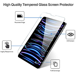 ProCase 2+2 Pack Screen Protector for iPad Pro 11 inch 4th 3rd 2nd 2022 2021 2020 with Camera Lens Protector, Tempered Glass Film for iPad Pro 11"