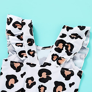 Happy Town One-Piece Infant Toddler Baby Girl Summer Swimsuit Watermelon Leopard Ruffle Swimwear Bikini Bathing Suit (Leopard, 12-18 Months)