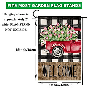 Spring Garden Flag 12x18 Vertical Double Sided Burlap Easter Tulip Farmhouse Yard Outdoor Decoration 12 x 18 Inches