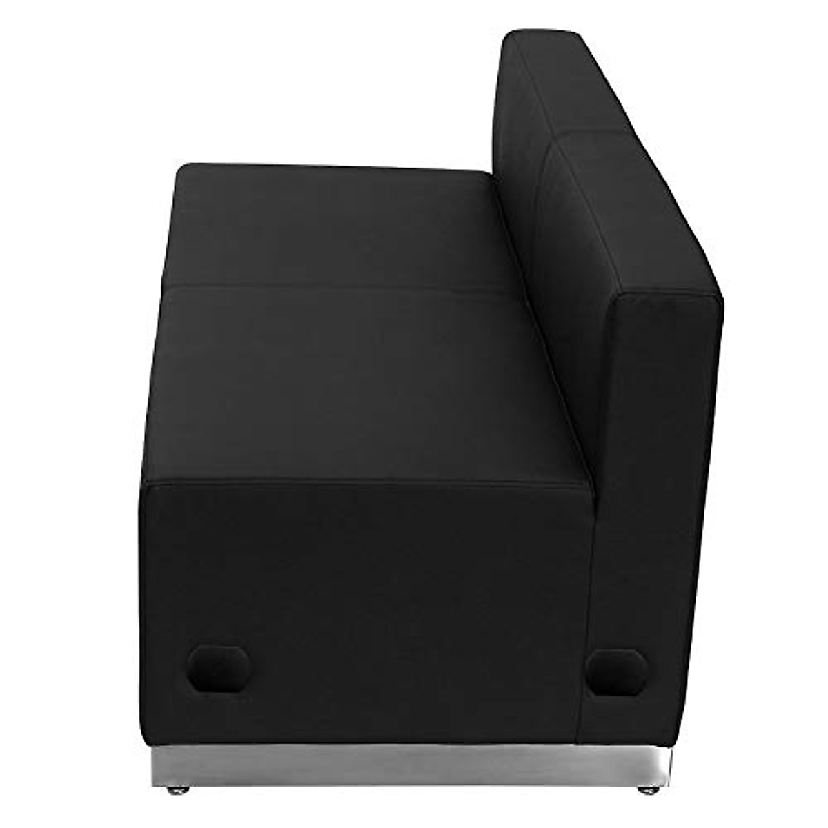 Flash Furniture HERCULES Alon Series Black LeatherSoft Loveseat with Brushed Stainless Steel Base