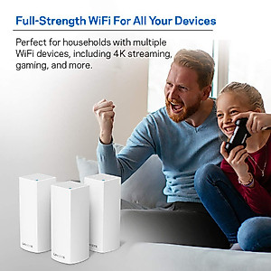 Linksys Velop Dual Band AC3600 Intelligent Mesh WiFi Router Replacement System | 3 Pack | Coverage up to 4,500 Sq Ft