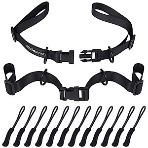 Wisdompro 2 Pack Backpack Chest Straps, Heavy Duty Adjustable Backpack Sternum Strap Belt with Quick Release Buckle and 12 Pcs Zipper Pulls for Hiking and Jogging