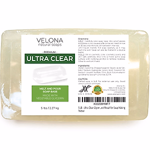 velona 5 LB - Ultra Clear Glycerin Soap Base Melt and Pour | Transparent Natural Bar for The Best Result for Soap Making