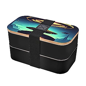Spacecraft Descend Adult Lunch Box, Bento Box, With Cutlery Set Of 3, 2 Compartments, Rectangular, Lunch Box For Adults